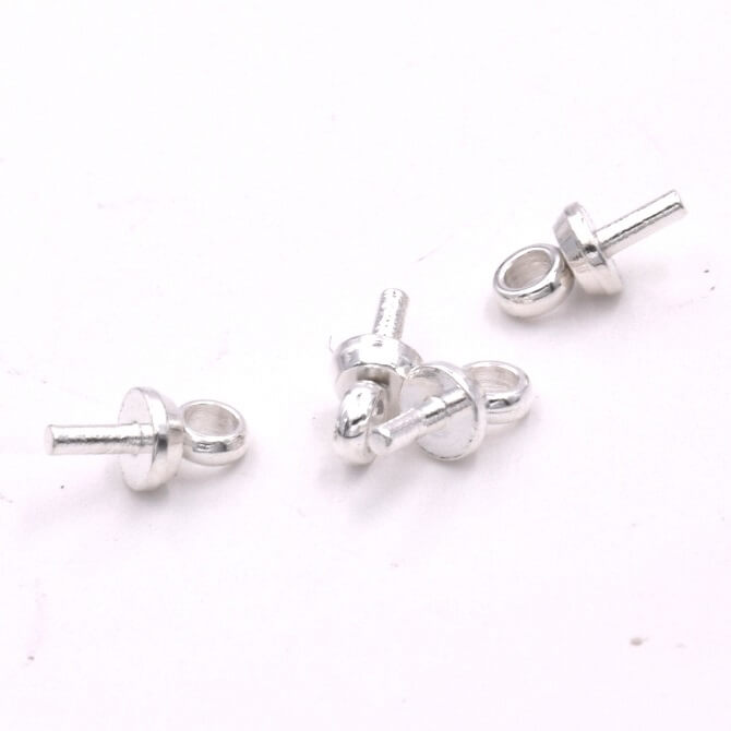 Mini piton hook for half-drilled bead silvered stainlesse steel 6x3mm