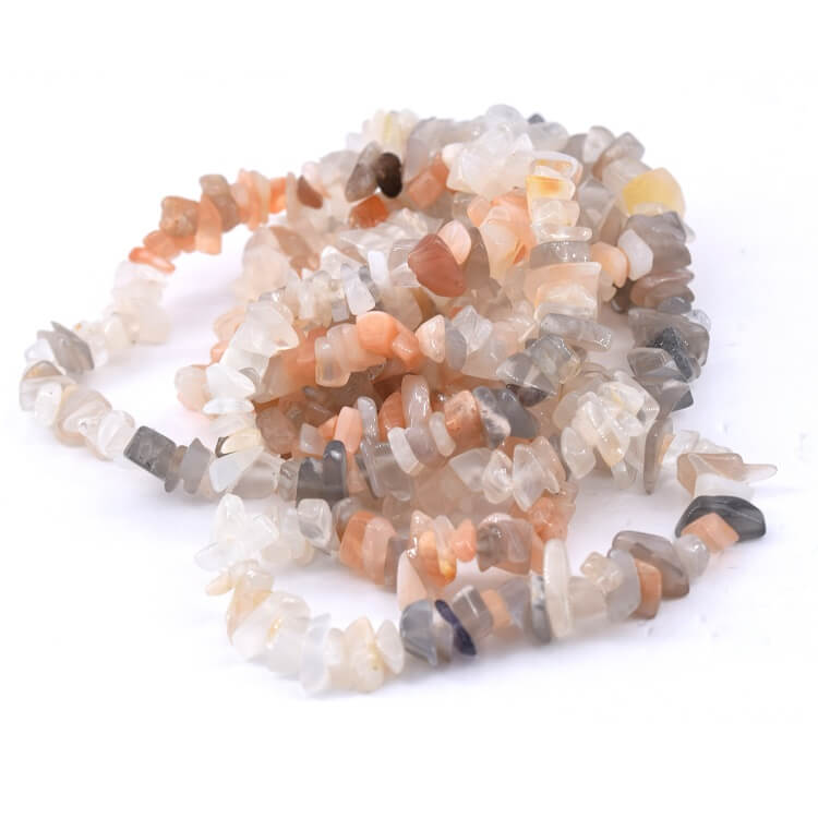 Chips beads Moonstone and Sunstone orange 4-6x1-2mm (1strand-86cm)